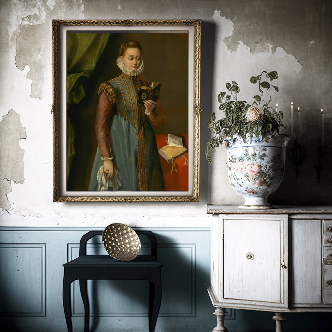Antique Portrait Woman Reading Vintage Print Digital Download Print ...