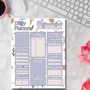 Digital Printable Floral Daily Planner Schedule | Downloadable Planner ...