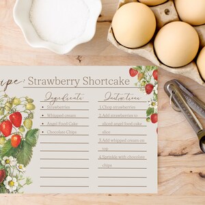 Editable Recipe Card Template Fruit Recipe Card Strawberry - Etsy