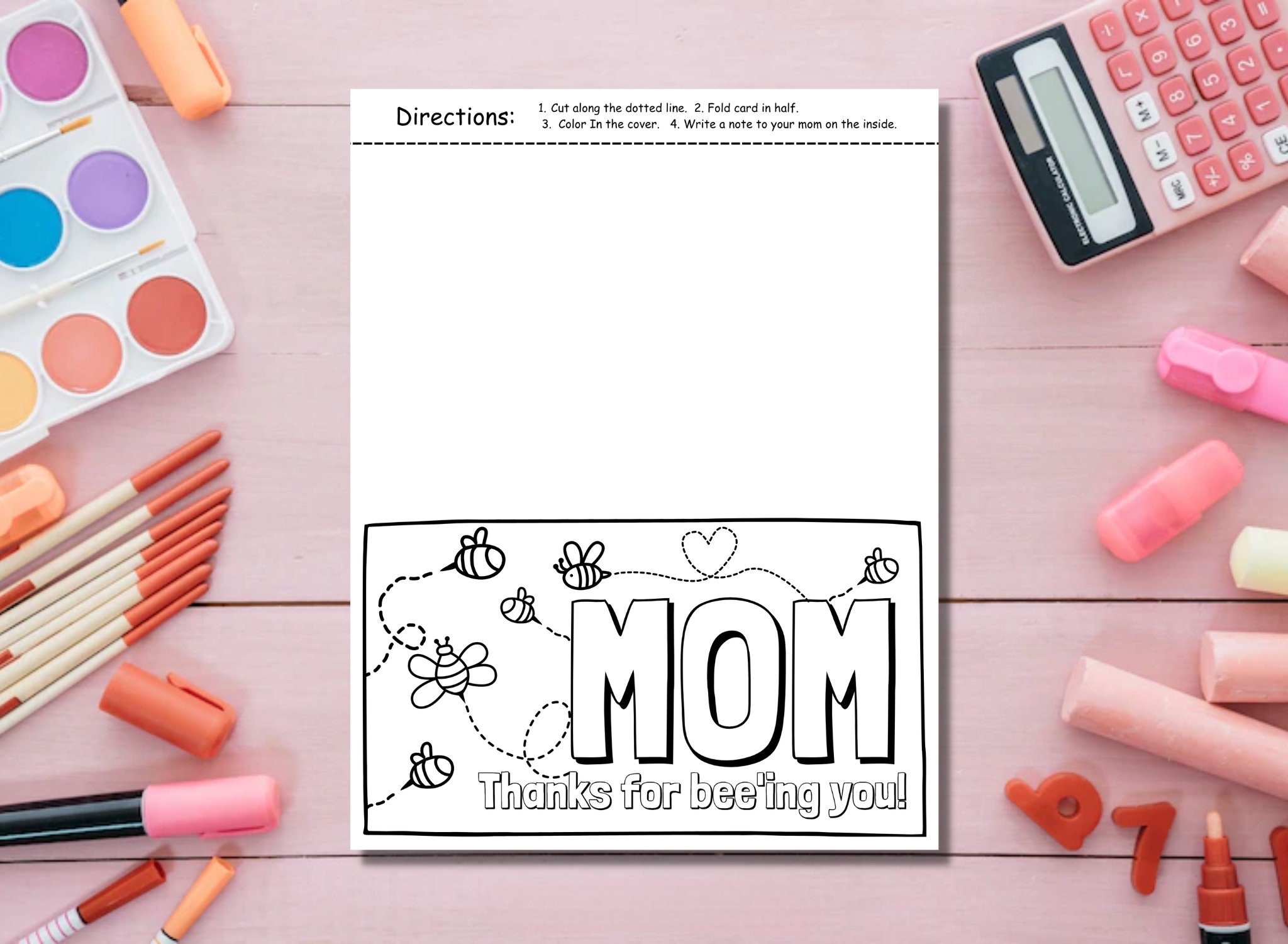 Mother's Day Coloring Page Card for Kids | Printable Mother's Day Card ...