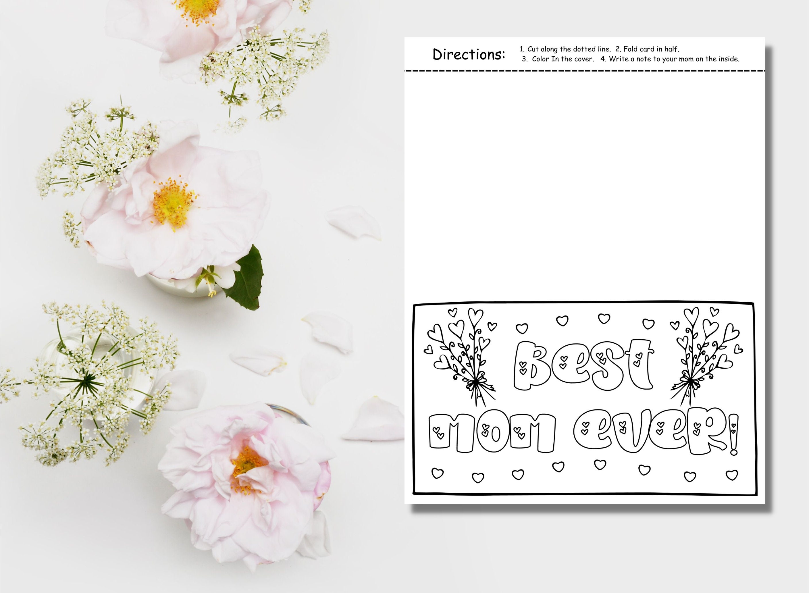 Mother's Day Coloring Page Card for Kids Printable Mother's Day Card ...