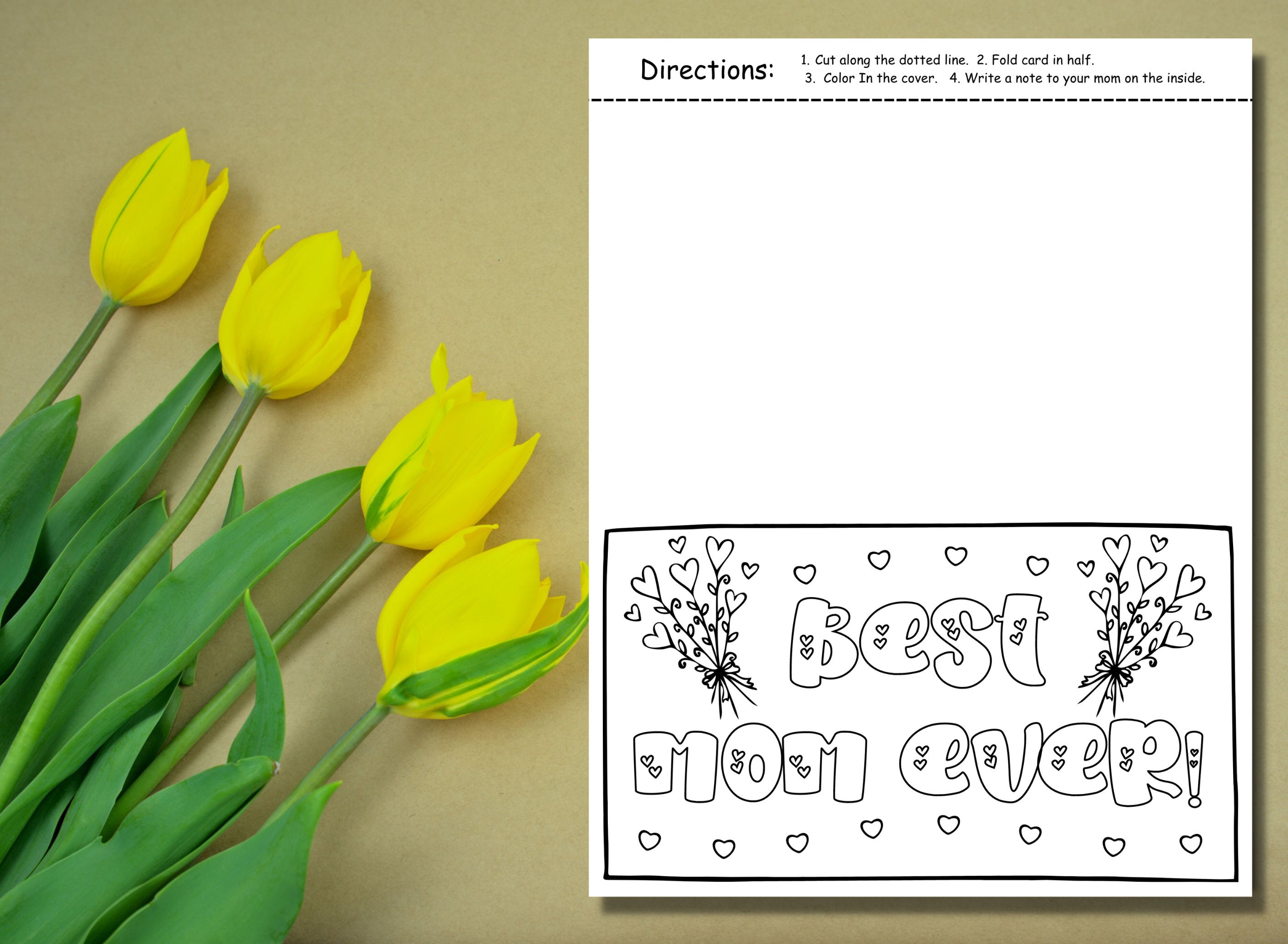 Mother's Day Coloring Page Card for Kids Printable Mother's Day Card ...