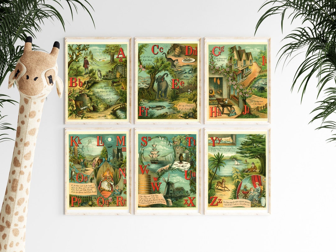 ABC Nursery Digital Print | Alphabet Print | Nursery Room | Vintage Art ...