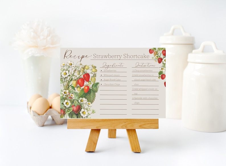 Editable Recipe Card Template Fruit Recipe Card Strawberry - Etsy
