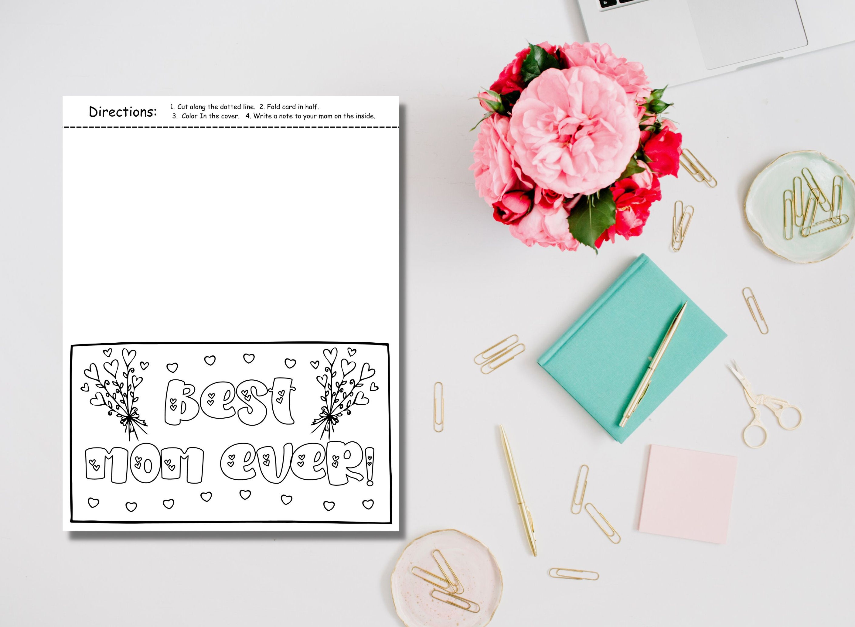 Mother's Day Coloring Page Card for Kids Printable Mother's Day Card ...