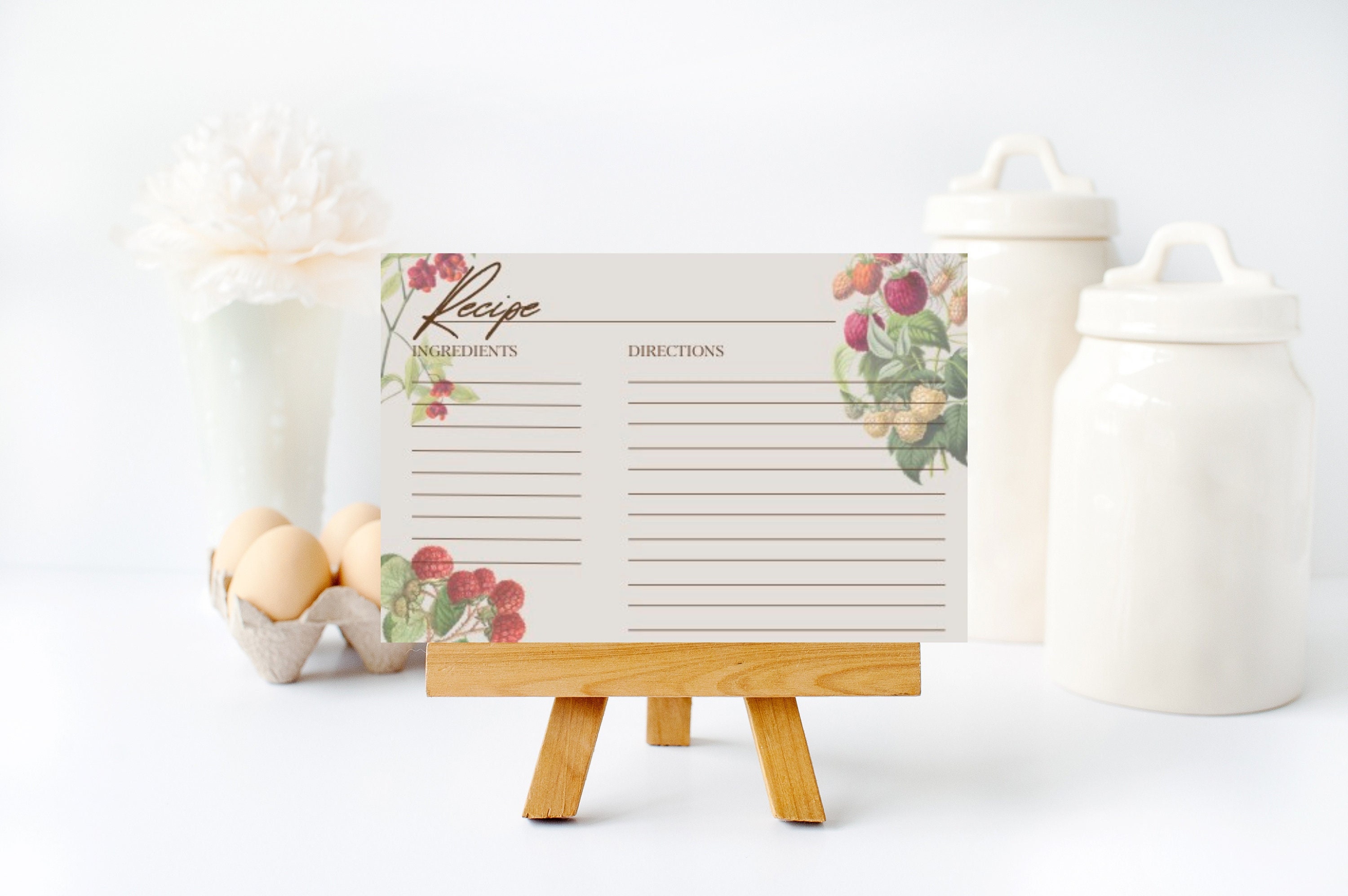 Editable Recipe Card Template Fruit Recipe Card Berries Digital Print ...