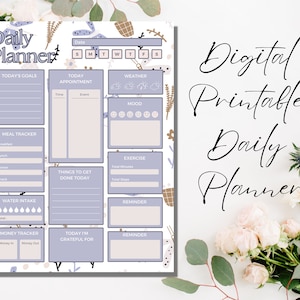 Digital Printable Floral Daily Planner Schedule | Downloadable Planner ...