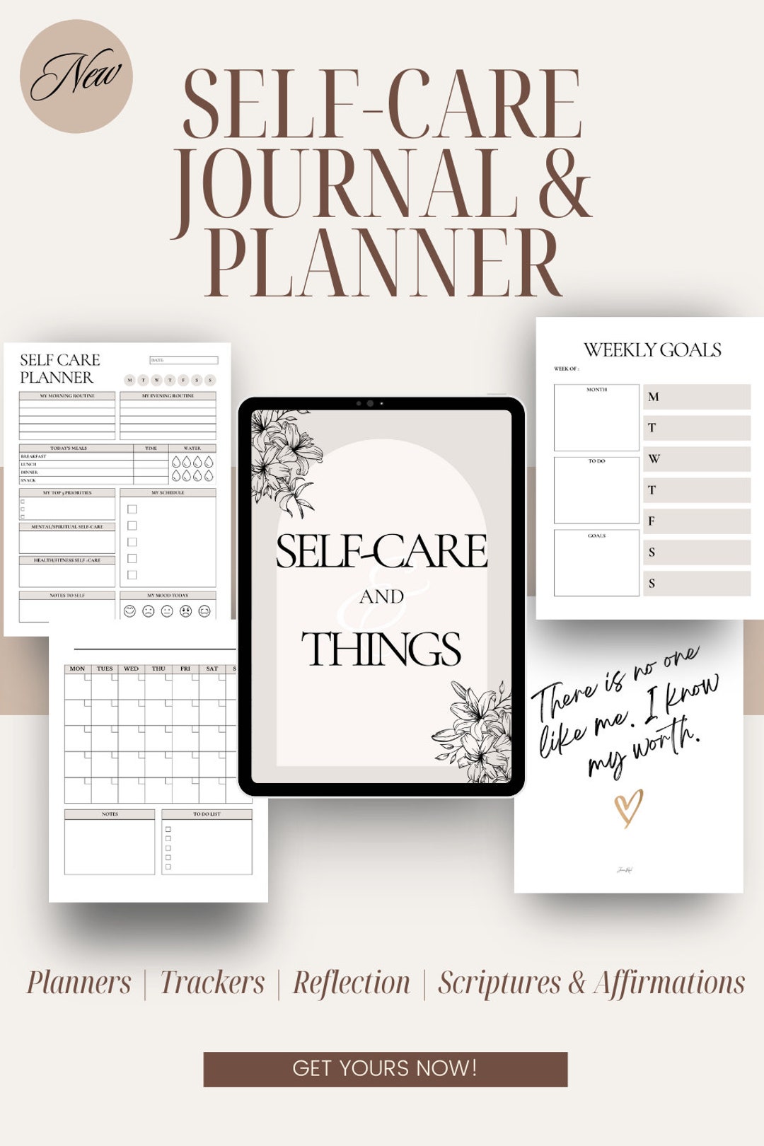 Selfcare Digital Planner Journal | Undated Goodnotes Planner, Monthly ...