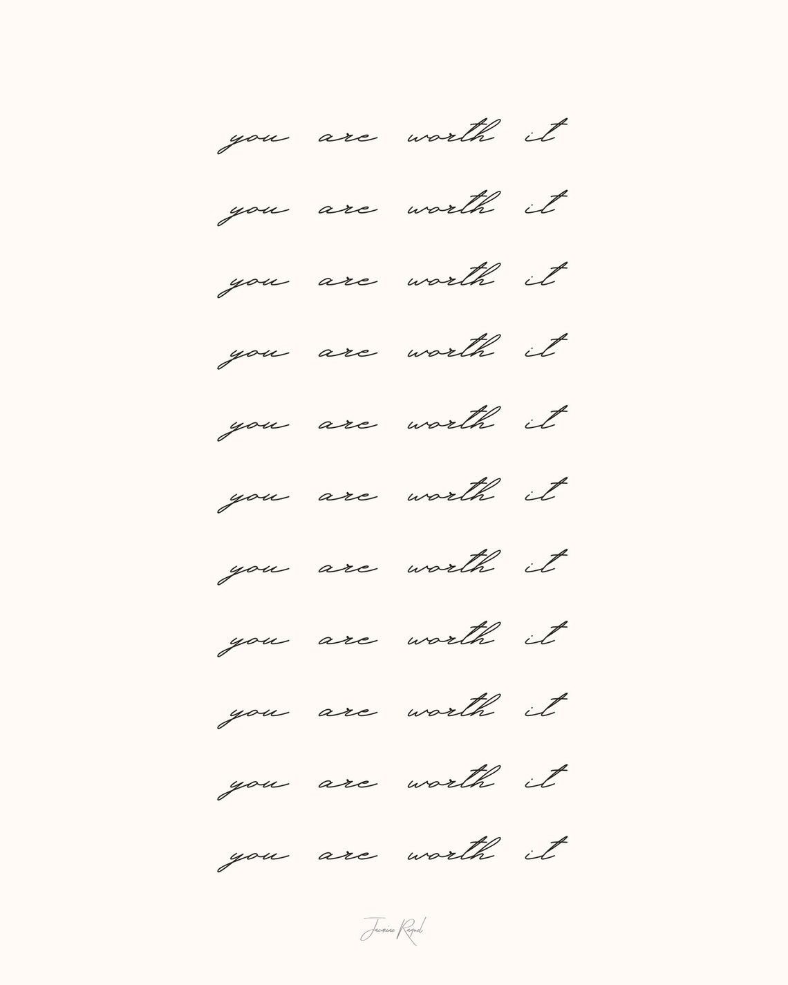 Printable Wall Art Decoryou Are Worth It Text Cursive, Home Decor ...