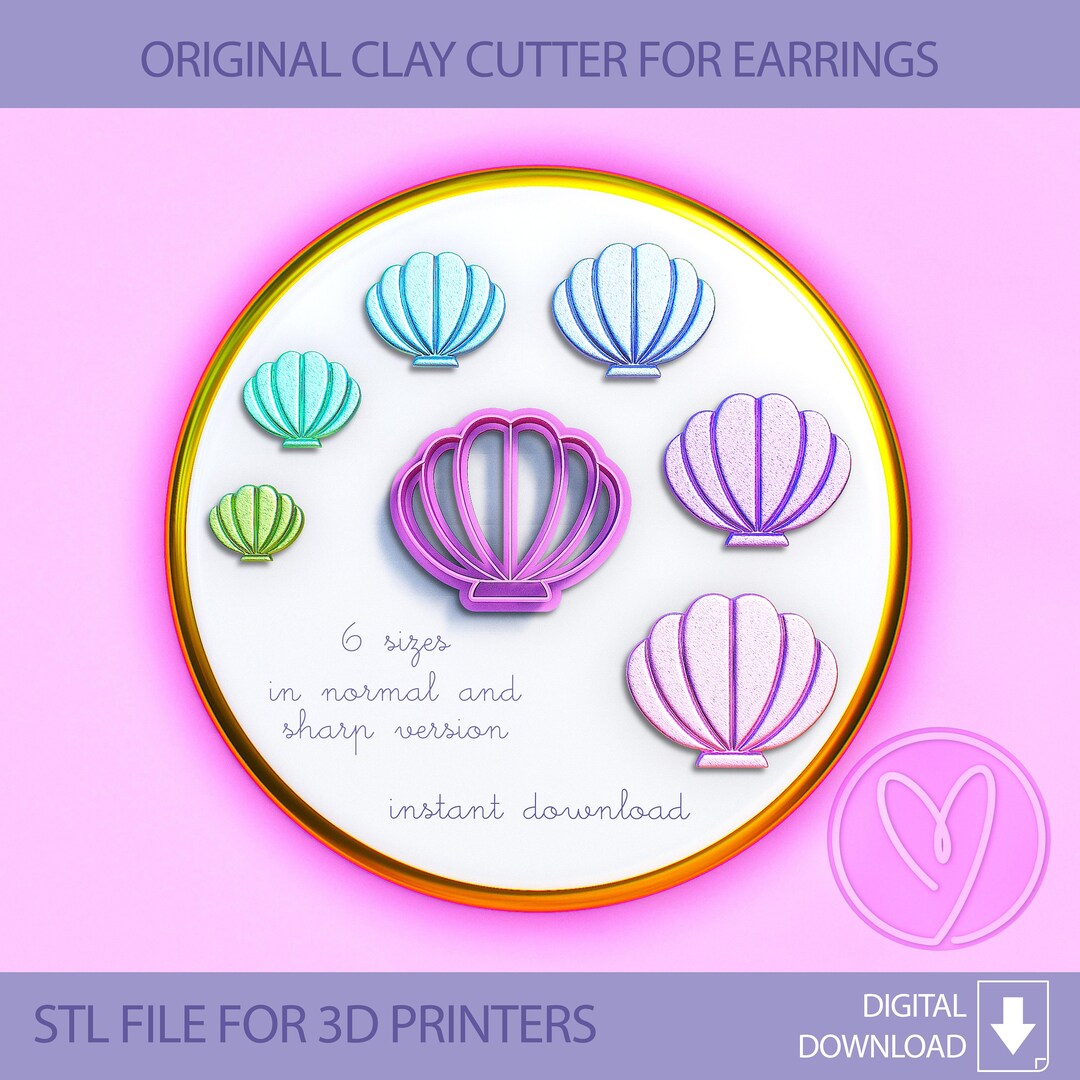 Seashell Polymer Clay Cutters, Digital STL File, 6 Sizes, 2 Cutter ...