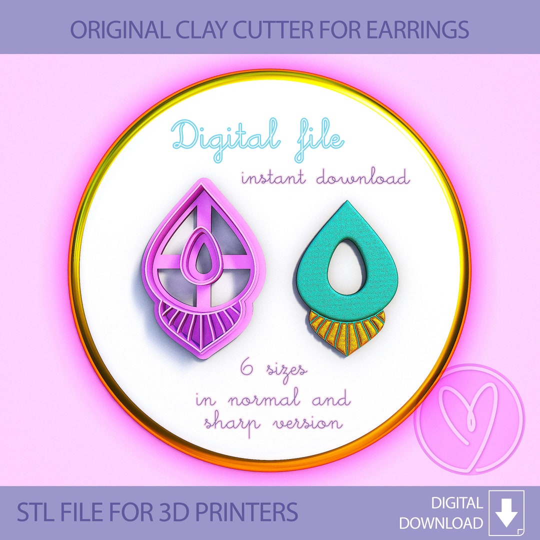 Arabian Drop Polymer Clay Cutters, Digital STL File, 6 Sizes, 2 Cutter ...