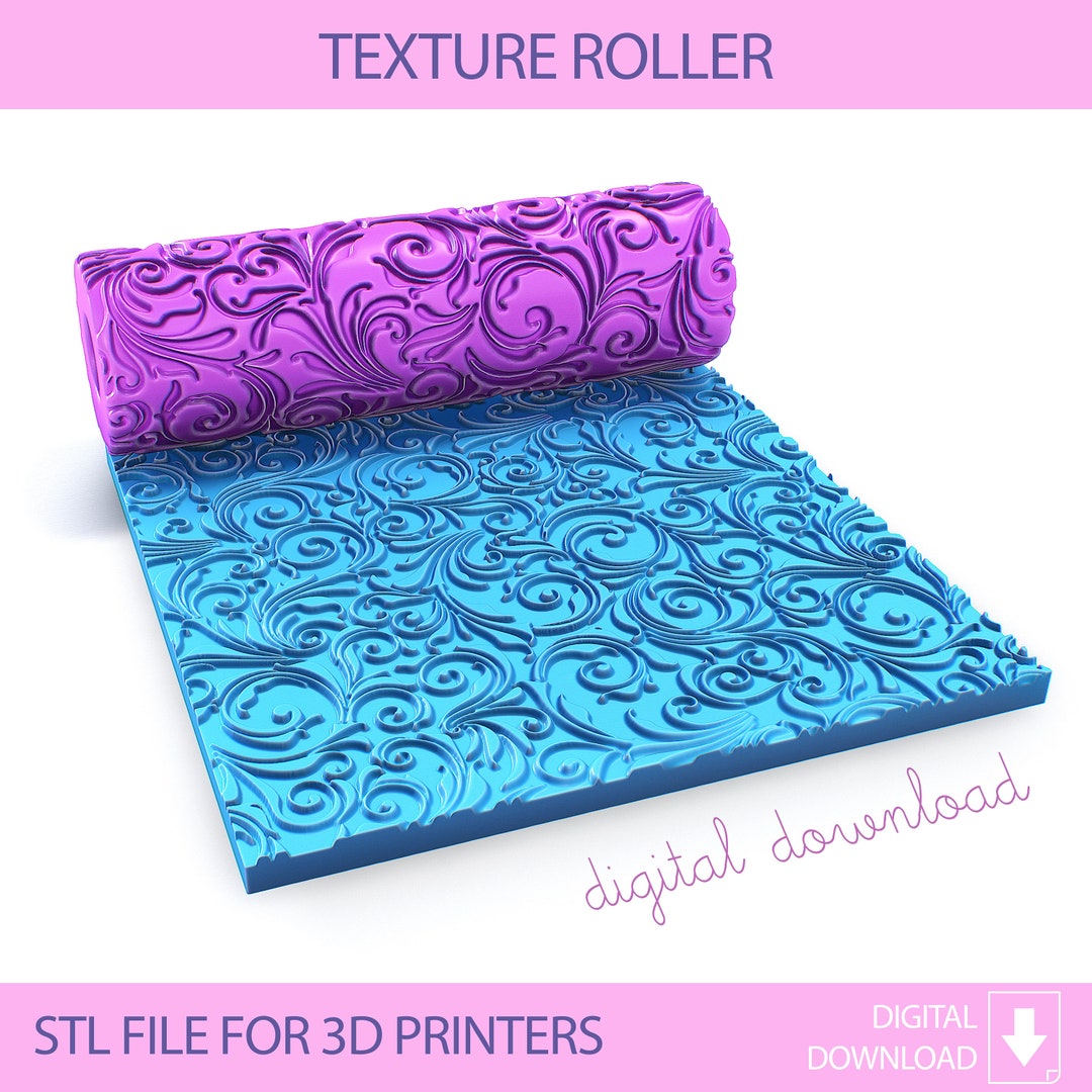 Floreal Seamless Polymer Clay Texture Roller, Digital STL File - Etsy