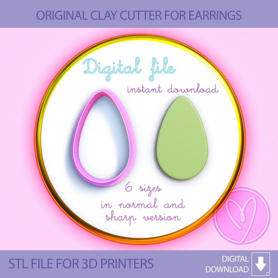 Rounded Drop Polymer Clay Cutters, Digital STL File, 6 Sizes, 2 Cutter ...