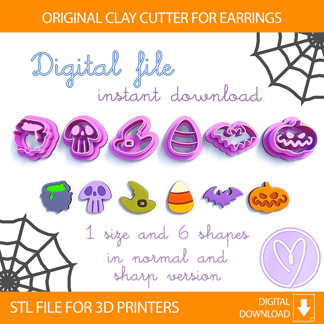 Halloween Stud Polymer Clay Cutters, Digital STL File, 1 Size, 2 Cutter ...