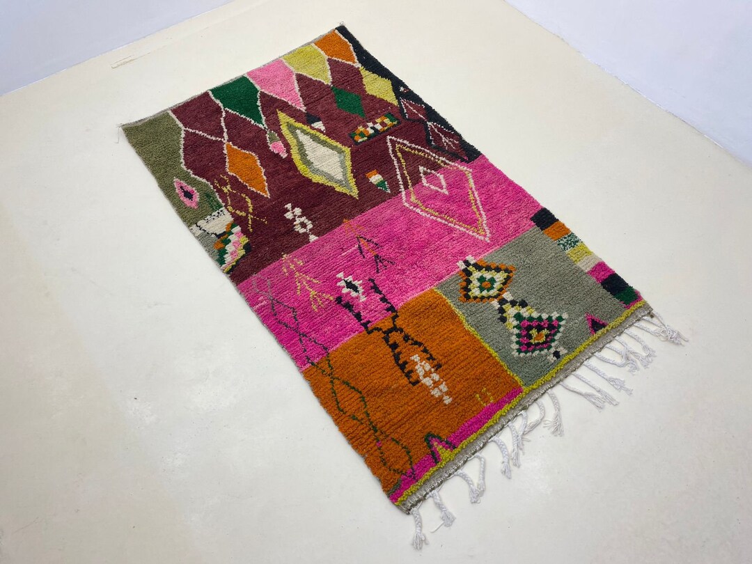 Soft BENI OURAIN CARPET, Moroccan Handmade Wool Rug, Moroccan Rug Pink ...