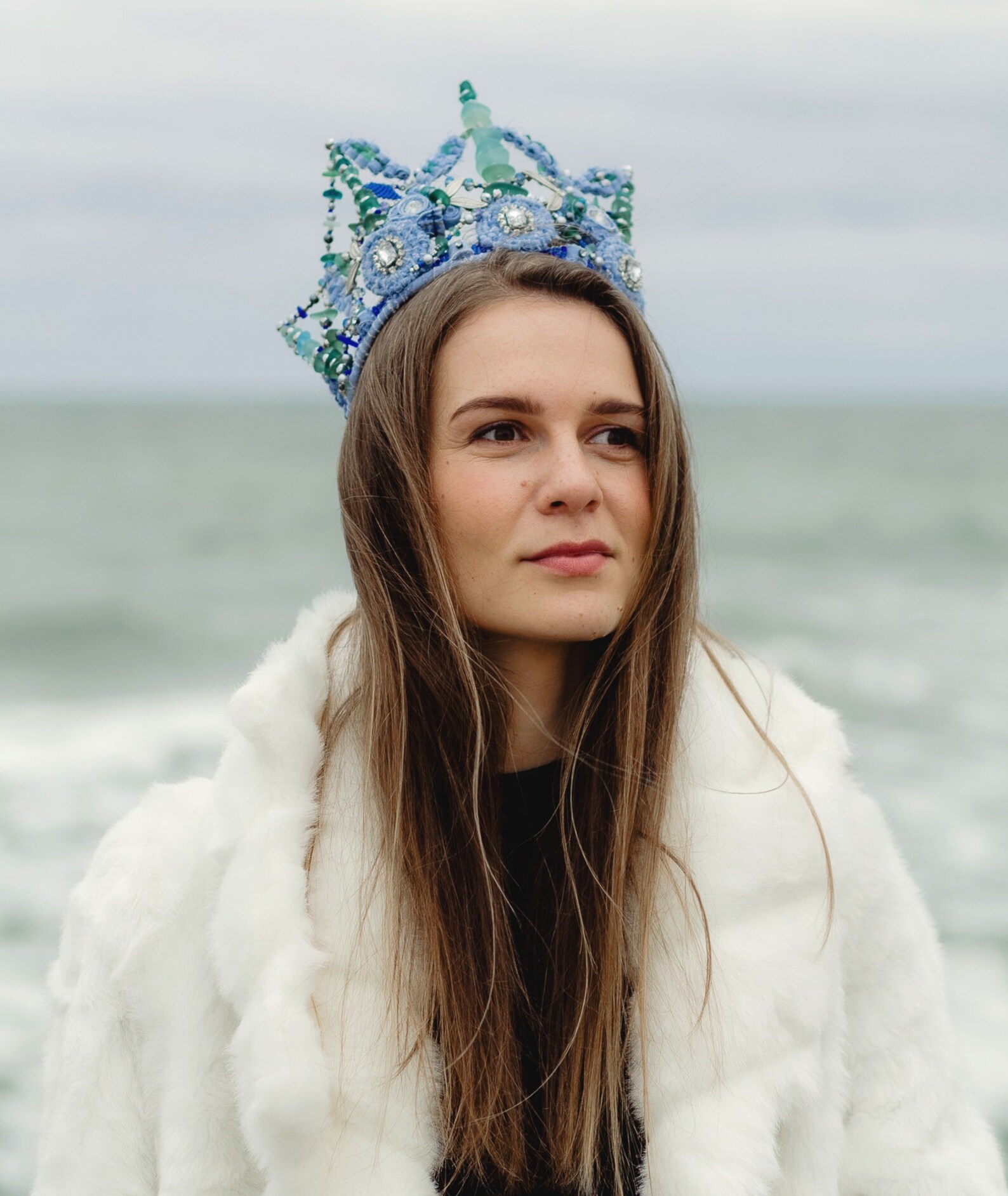 Denim Crown, Glorious Crown, Unique Crown, Sea Glass Crown - Etsy