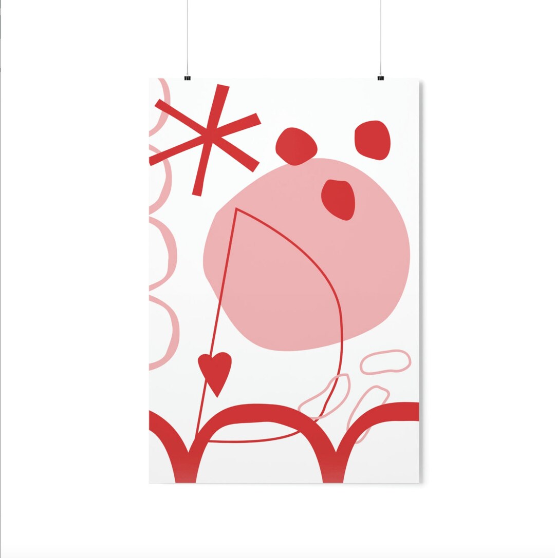Minimalist Pink and Red Squiggle Art Poster for DIGITAL DOWNLOAD - Etsy