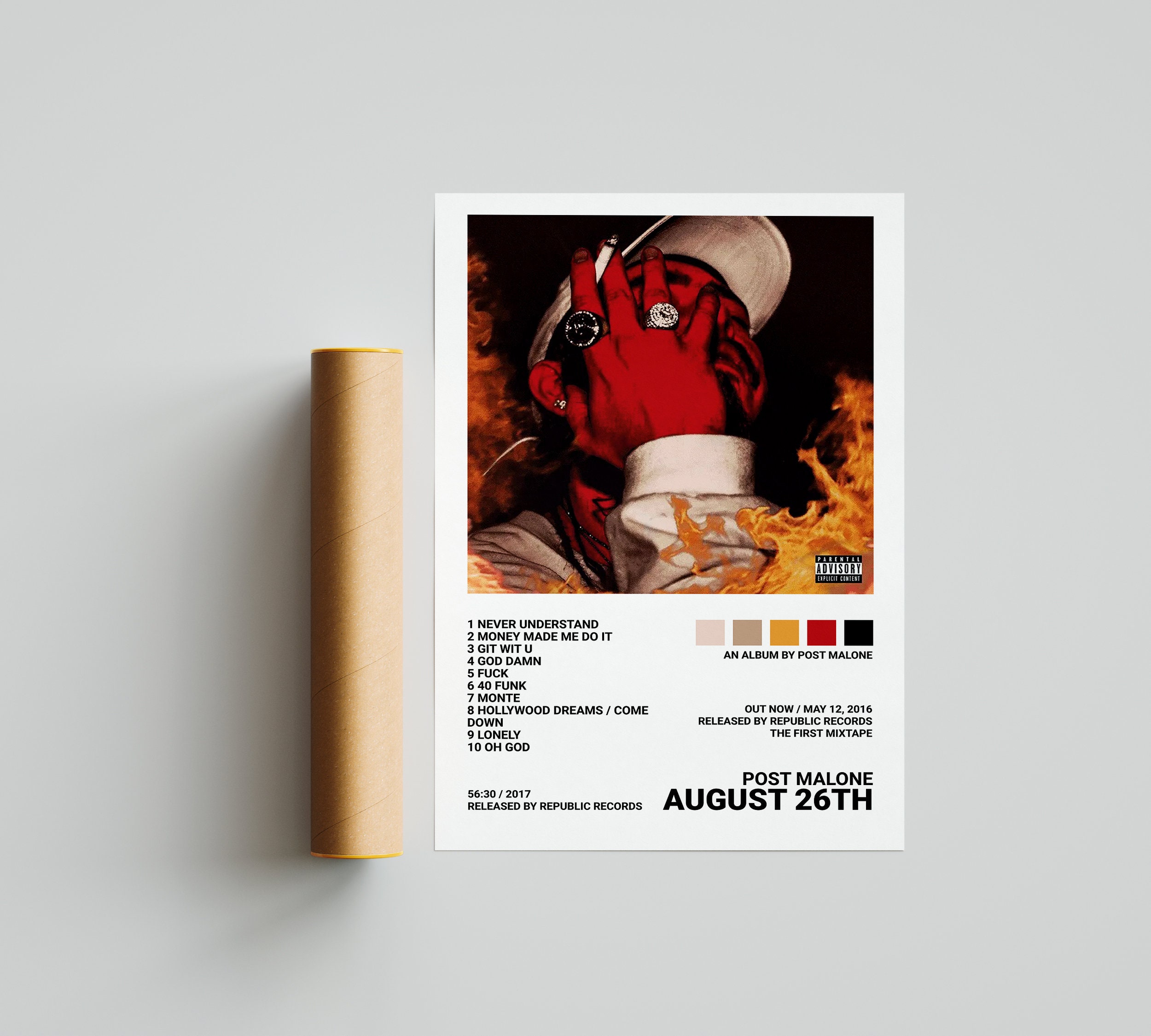 Post Malone Poster, August 26th Poster Designed & Sold By Edward Wang