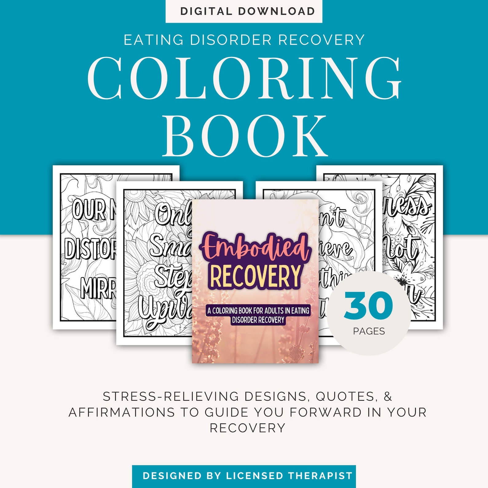 Eating Disorder Recovery Coloring Pages | Digital Download, Printable ...