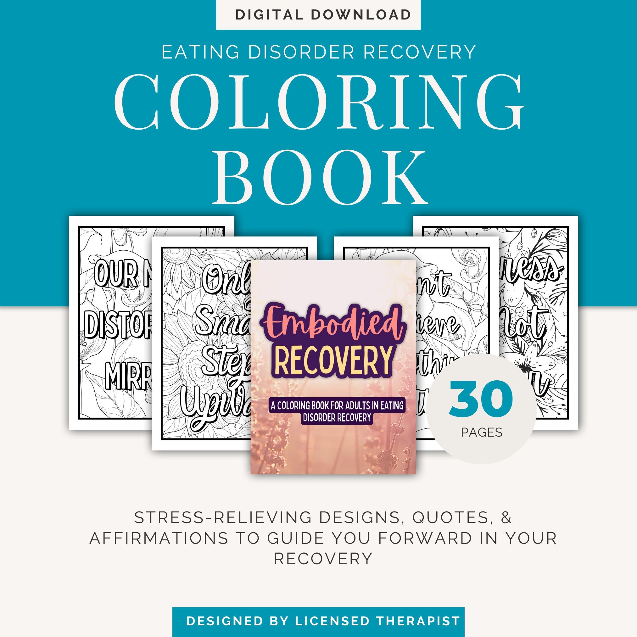 Eating Disorder Recovery Coloring Pages | Digital Download, Printable ...