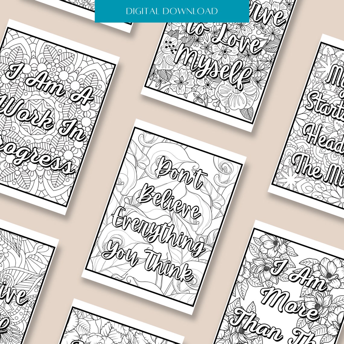 Eating Disorder Recovery Coloring Pages | Digital Download, Printable ...