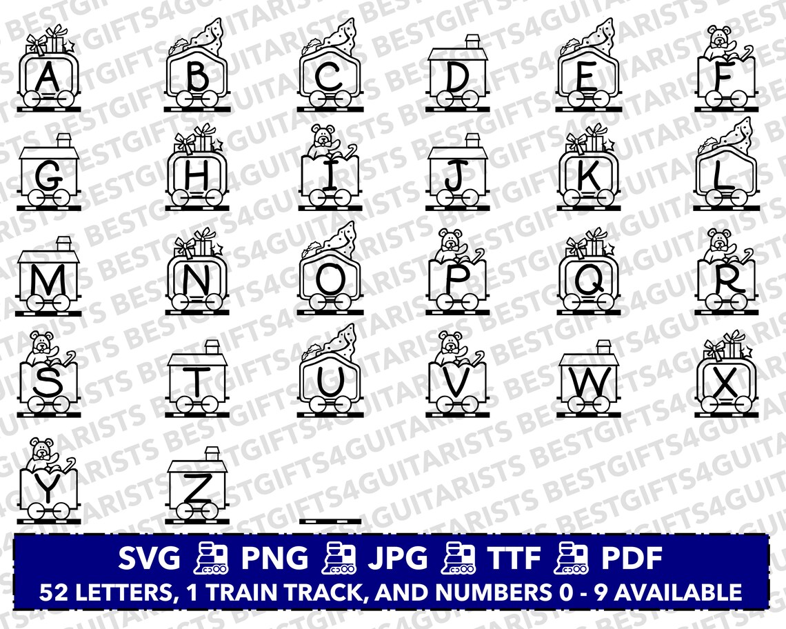 Train Font SVG, Train Letters, Train Numbers Svg, Png, Jpg, Ttf, Pdf ...