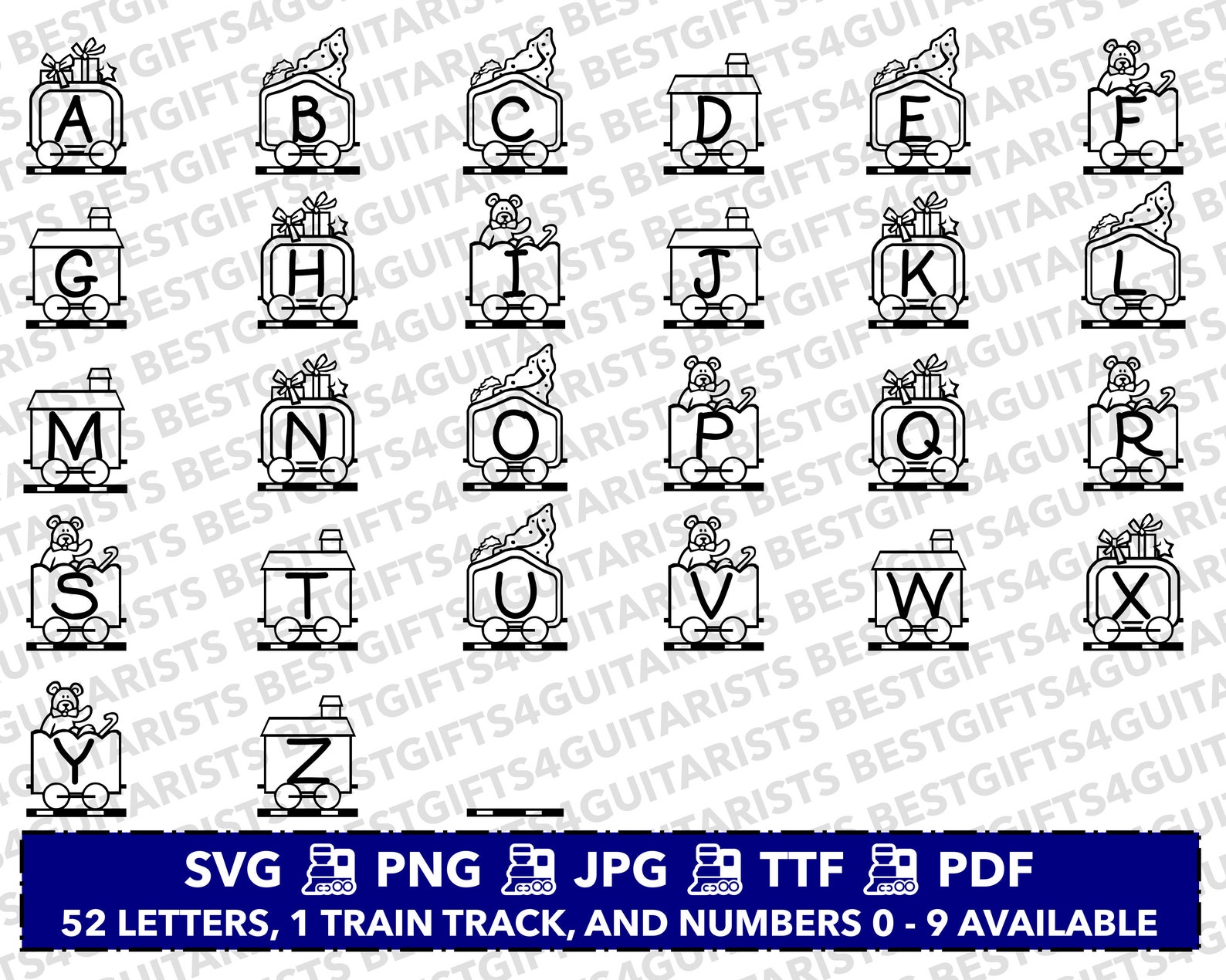 Train Font SVG, Train Letters, Train Numbers Svg, Png, Jpg, Ttf, Pdf ...