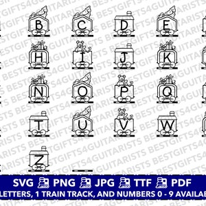 Train Font SVG, Train Letters, Train Numbers Svg, Png, Jpg, Ttf, Pdf ...