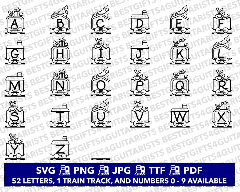 Train Font SVG, Train Letters, Train Numbers Svg, Png, Jpg, Ttf, Pdf ...