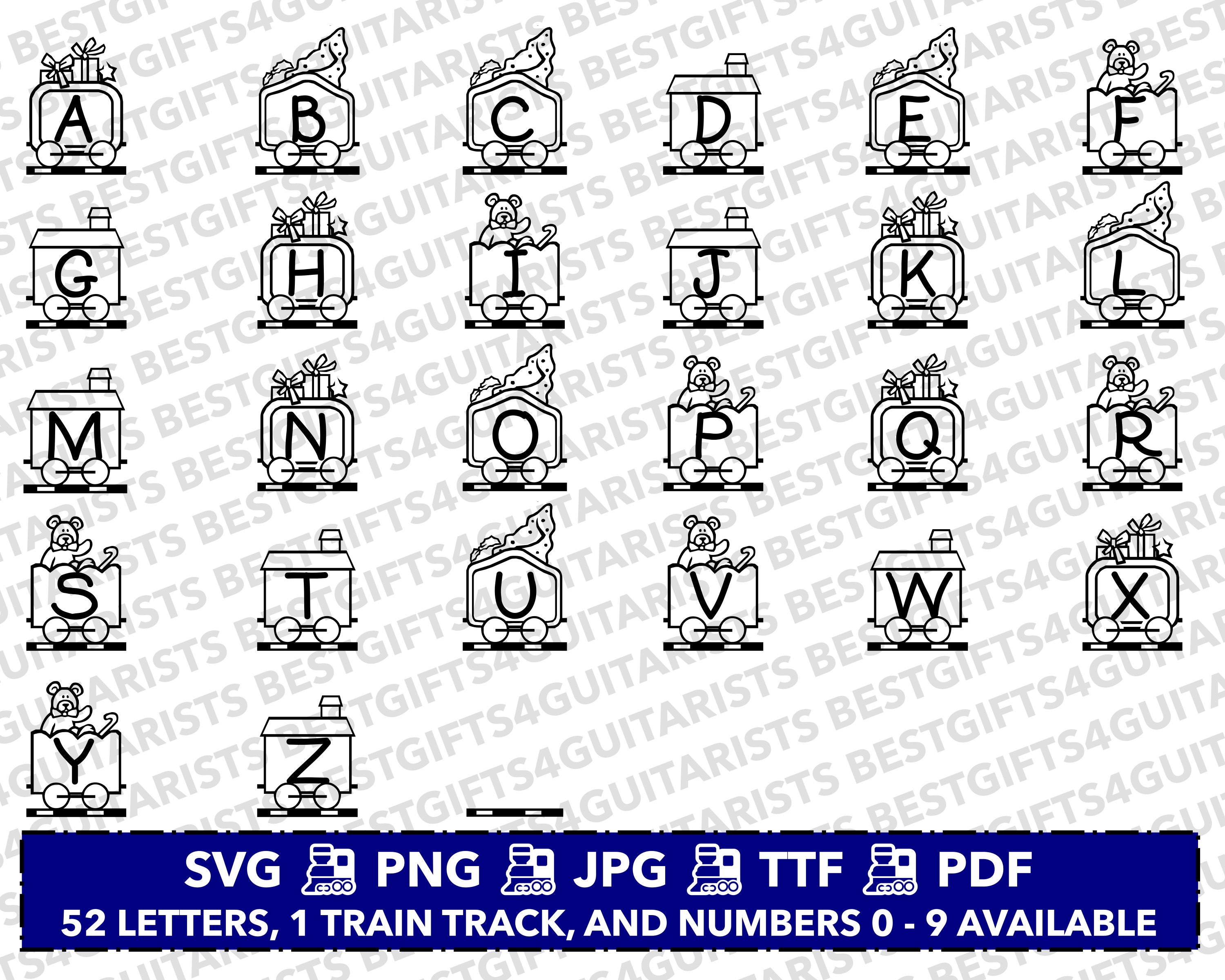 Train Font SVG, Train Letters, Train Numbers Svg, Png, Jpg, Ttf, Pdf ...