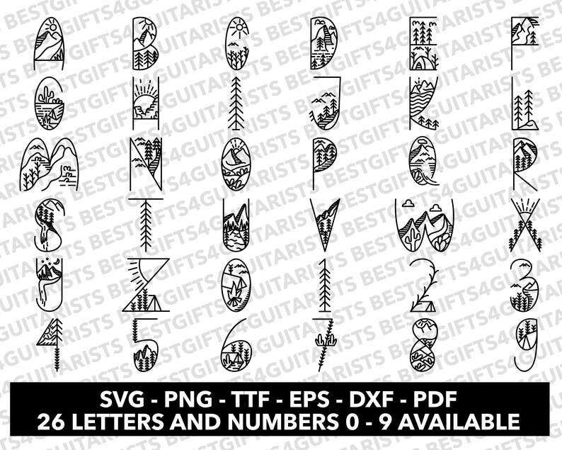 Nature Font SVG, for the Love of Nature Font SVG, Nature Alphabet ...