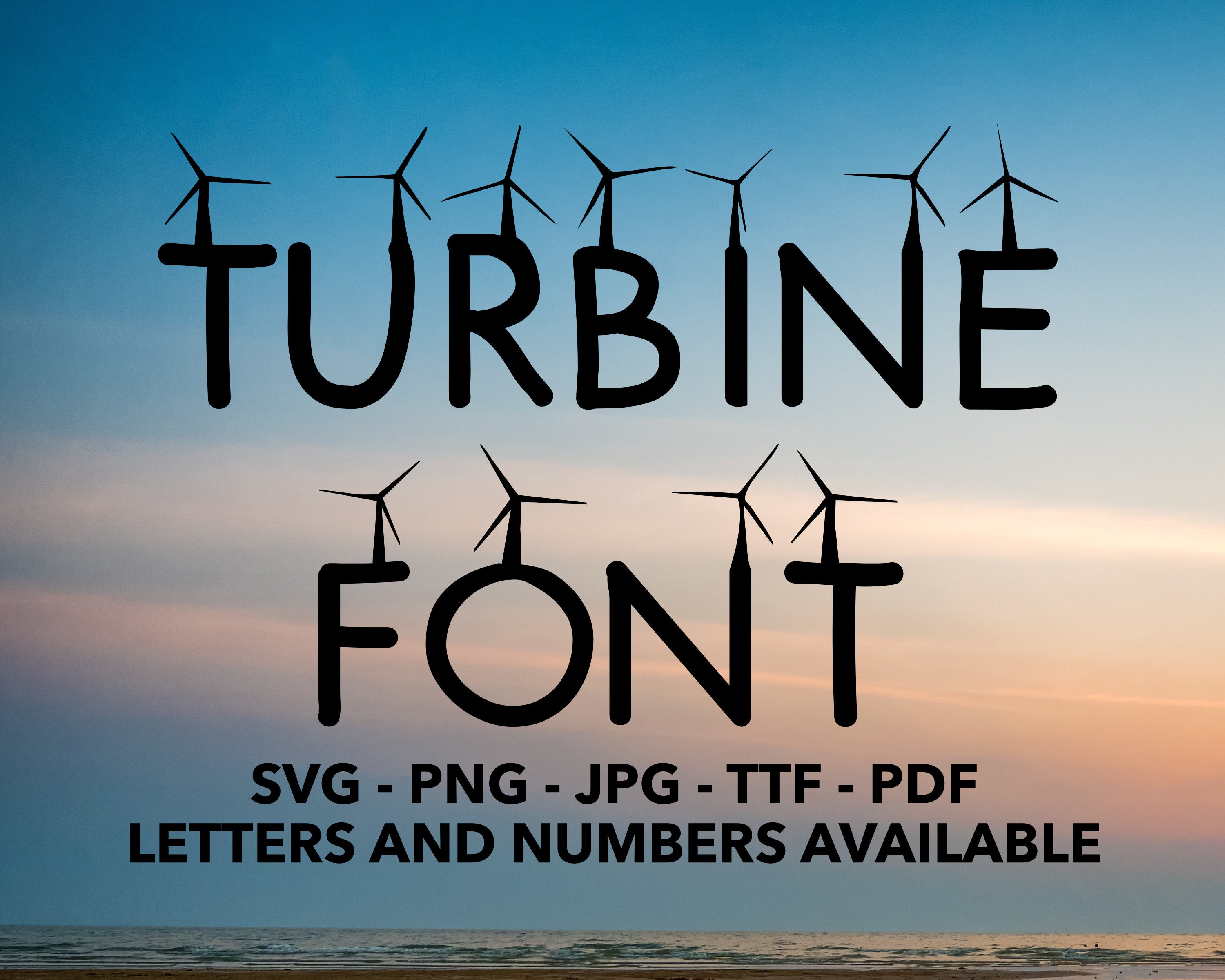 Turbine Font SVG, Turbine Font for Cricut, Wind Turbine Font SVG, PNG ...