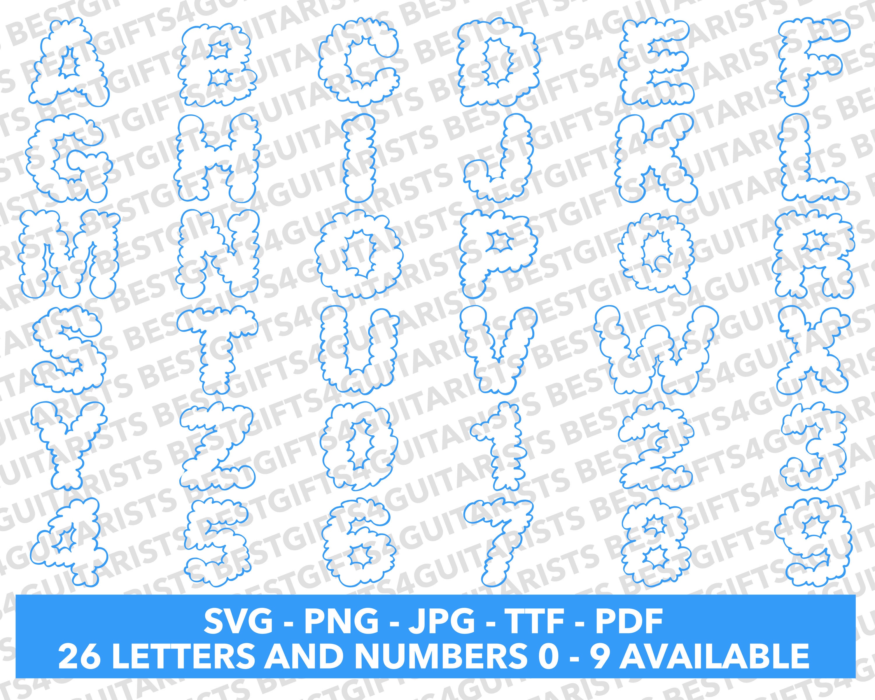 Cloud Font SVG, Cloud Font for Cricut, Cloud Font SVG, PNG, Jpg, Ttf ...