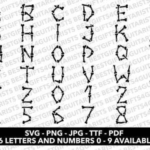 Bone Font SVG, Bone Letters, Bont Font PNG, Bone Numbers Svg, Png, Jpg ...