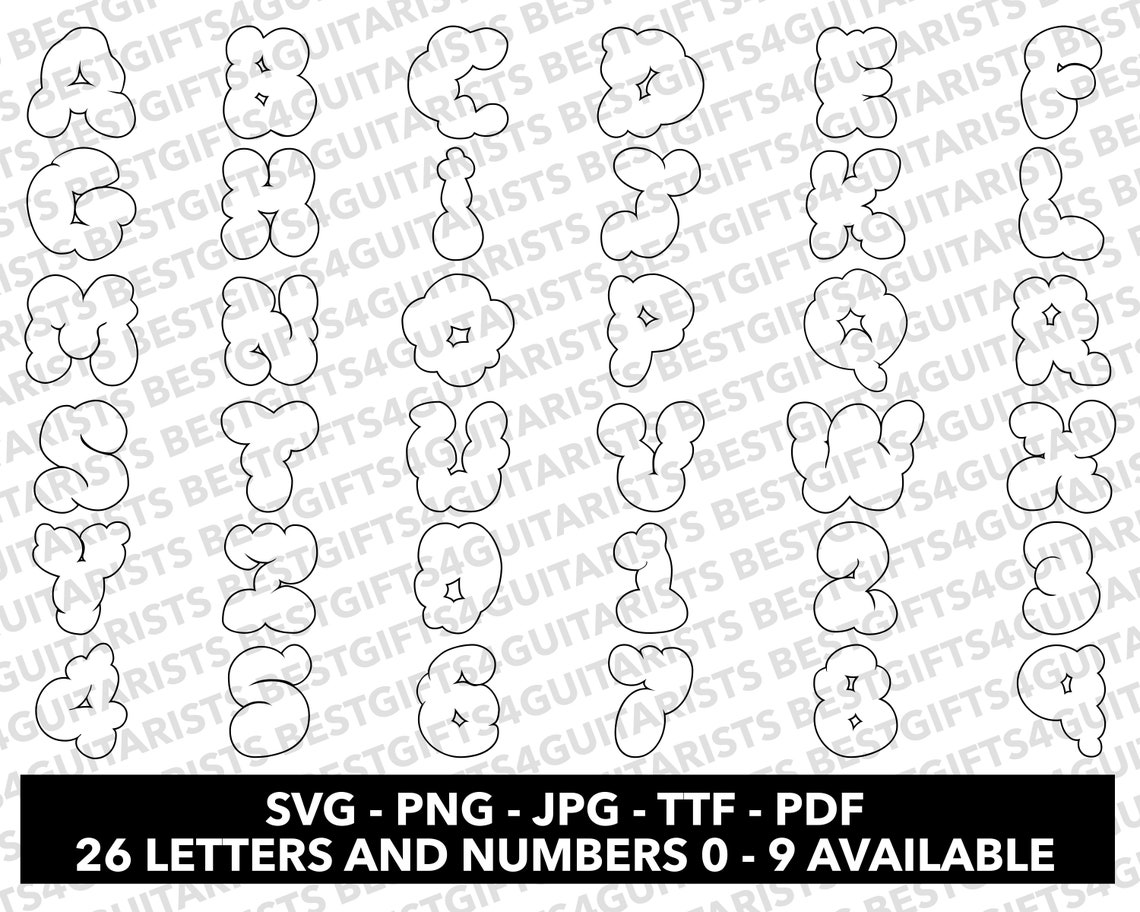 123 Cloud Font SVG, Cloud Font for Cricut, Cloud Font SVG, PNG, Jpg ...