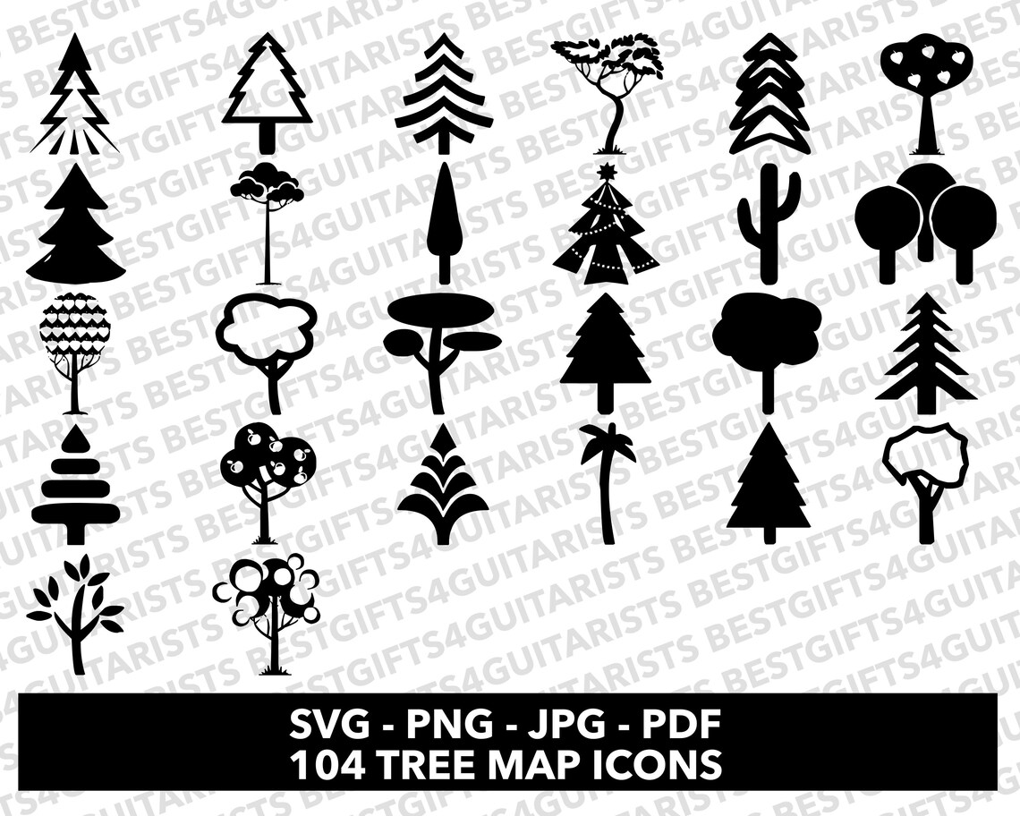Tree Icons SVG, Tree Map Icons for Cricut, Map Logo SVG, PNG, Jpg, Pdf ...