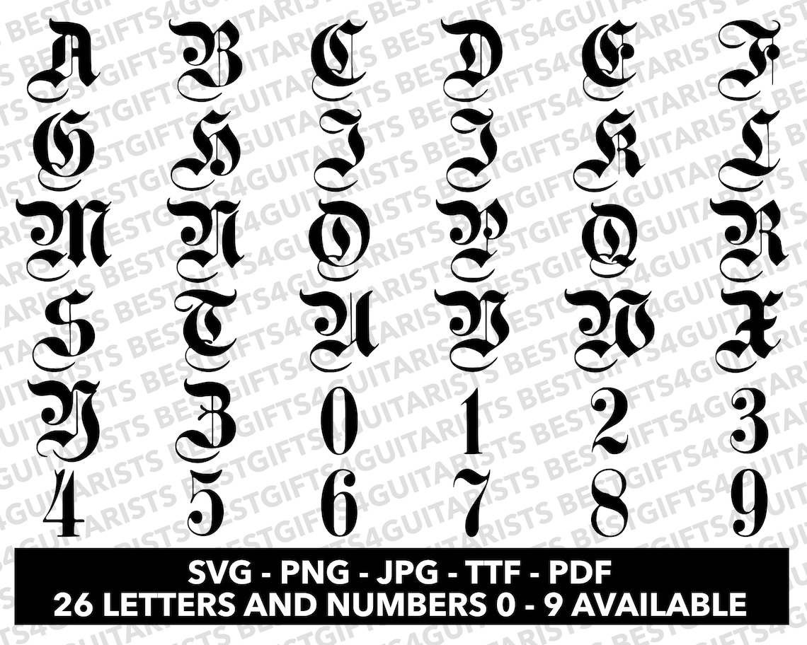 German Gothic Font SVG, Blackletter Font SVG, Gothic Font Svg, Png, Jpg ...