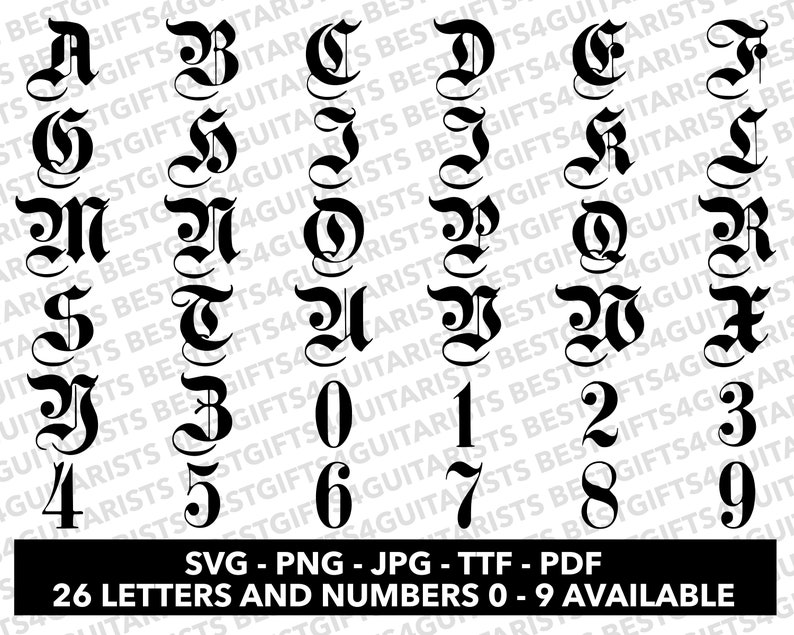 German Gothic Font SVG, Blackletter Font SVG, Gothic Font Svg, Png, Jpg ...