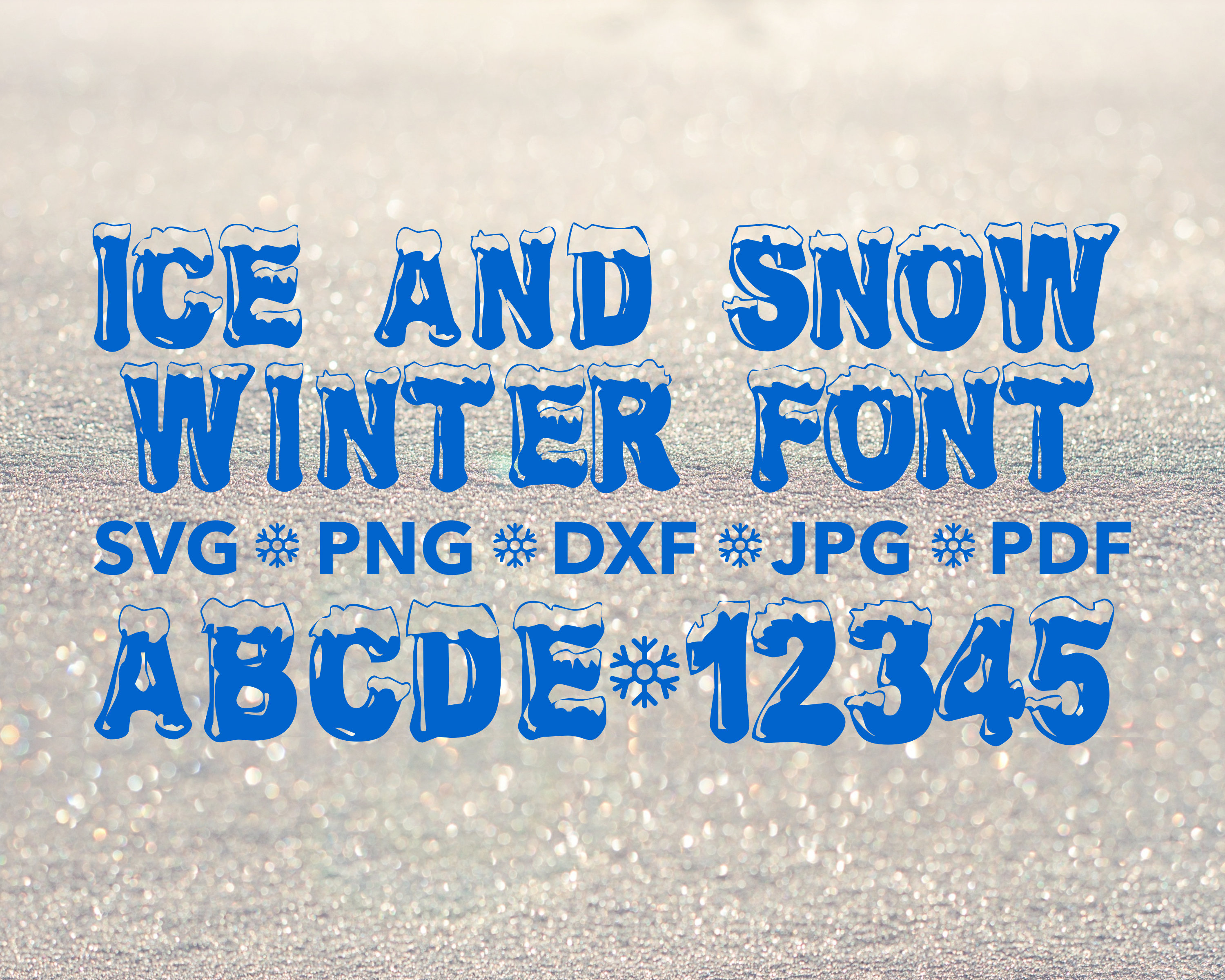 Icy Font SVG Icy Letters PNG Icy Numbers JPG Ice Font Clip Art Snow ...
