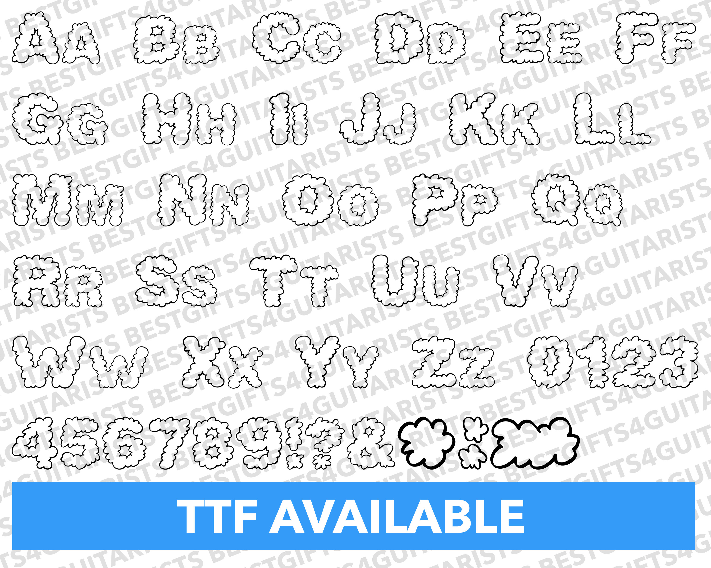 Cloud Font SVG, Cloud Font for Cricut, Cloud Font SVG, PNG, Jpg, Ttf ...