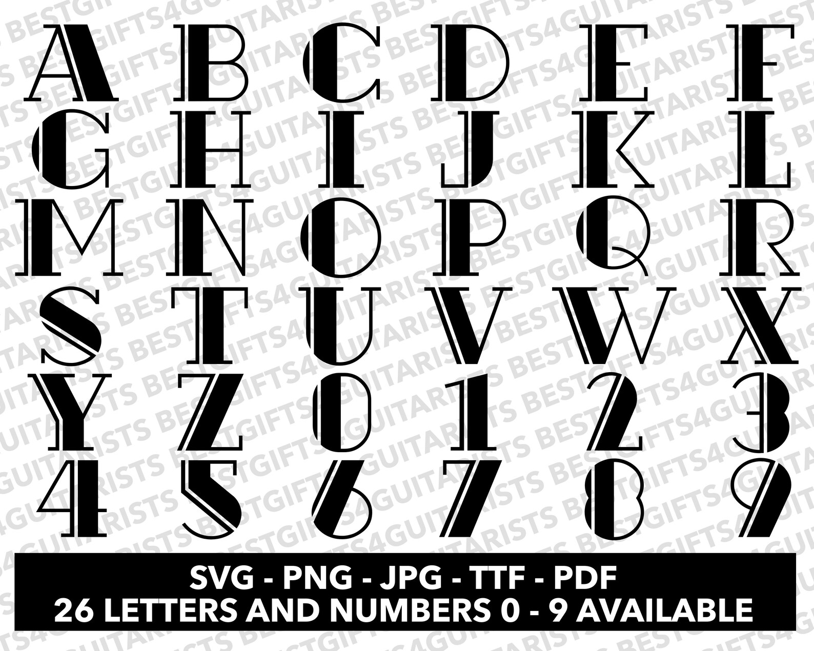 Art Deco Line Font SVG, Art Deco Font PNG, Art Deco Line Letters Svg ...