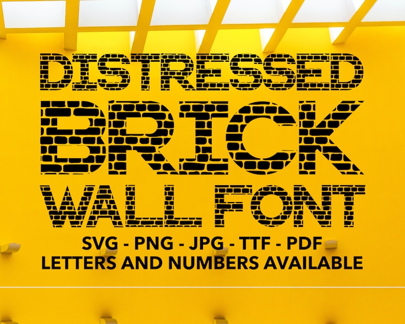 Distressed Brick Wall Font SVG, Distressed Font for Cricut, Distressed ...