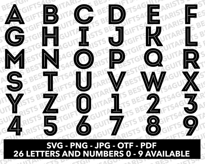 Inline Font SVG, Line Letters, Line Numbers, Distressed Letters SVG ...