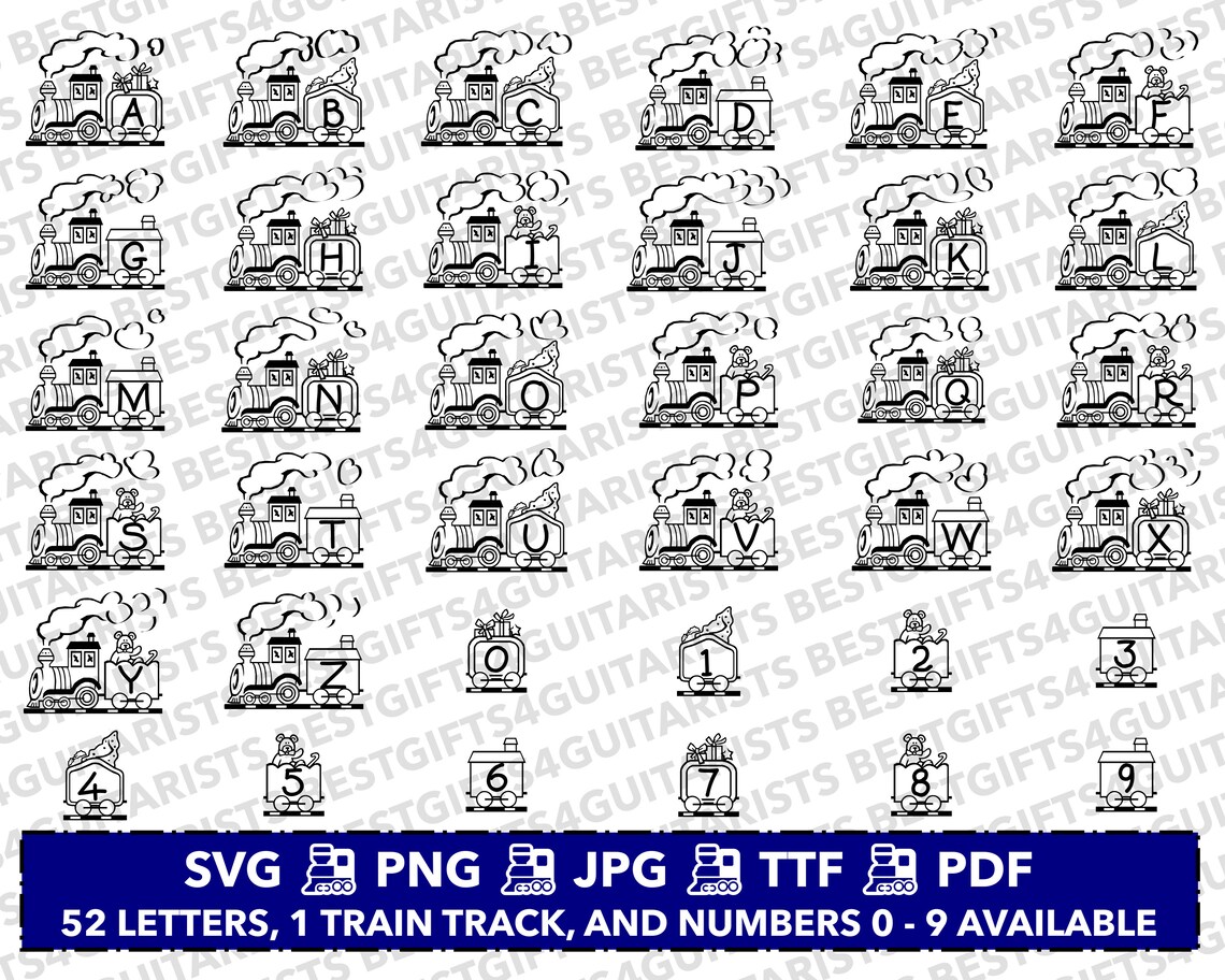 Train Font SVG, Train Letters, Train Numbers Svg, Png, Jpg, Ttf, Pdf ...