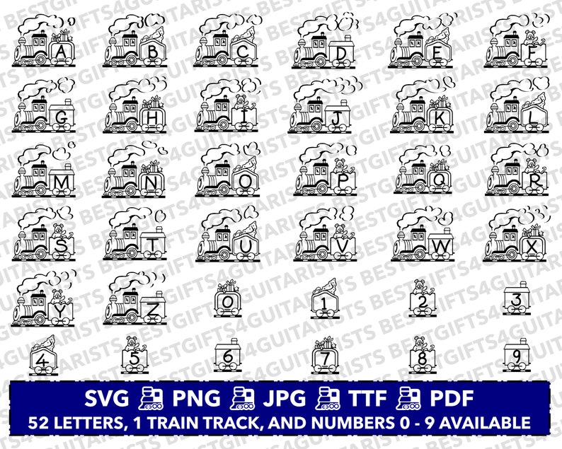 Train Font SVG, Train Letters, Train Numbers Svg, Png, Jpg, Ttf, Pdf ...