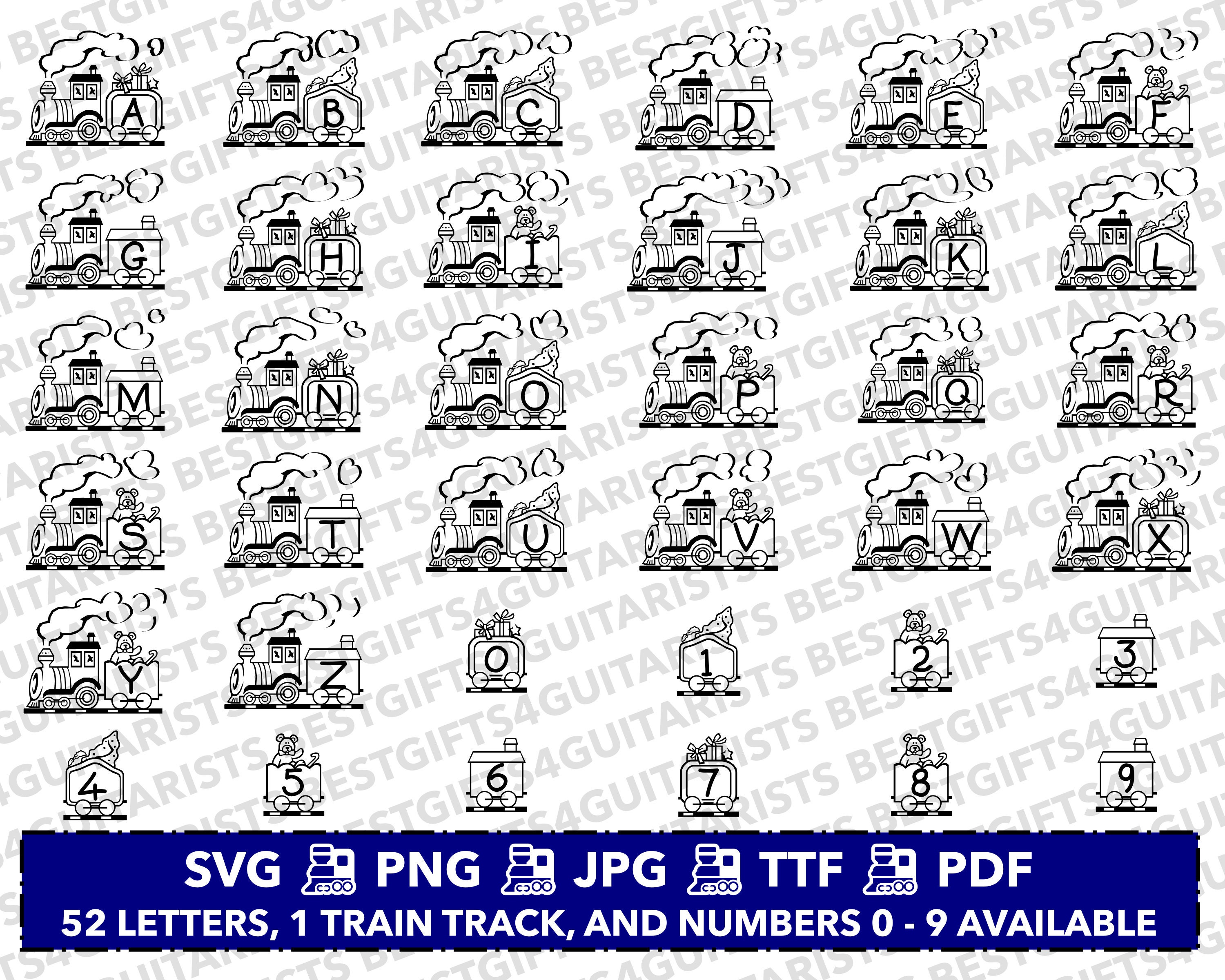 Train Font SVG, Train Letters, Train Numbers Svg, Png, Jpg, Ttf, Pdf ...