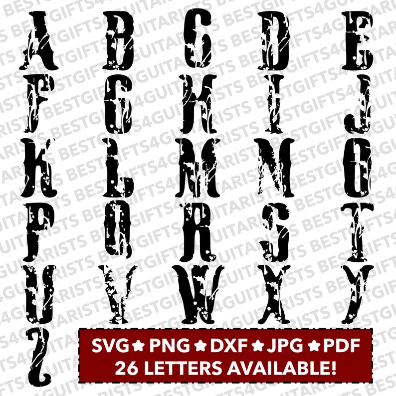 Distressed Western Font SVG Distressed Alphabet Distressed Font Clip ...