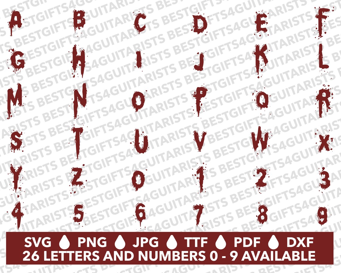 Blood Font SVG, Blood Alphabet SVG, Horror Font for Cricut Svg, Ttf ...