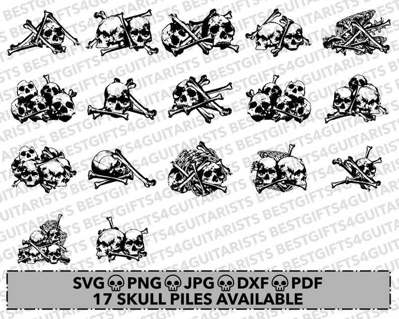 Pile of Skulls Bundle, Skull Pile, Skull and Bones SVG, PNG, Jpg, Dxf ...