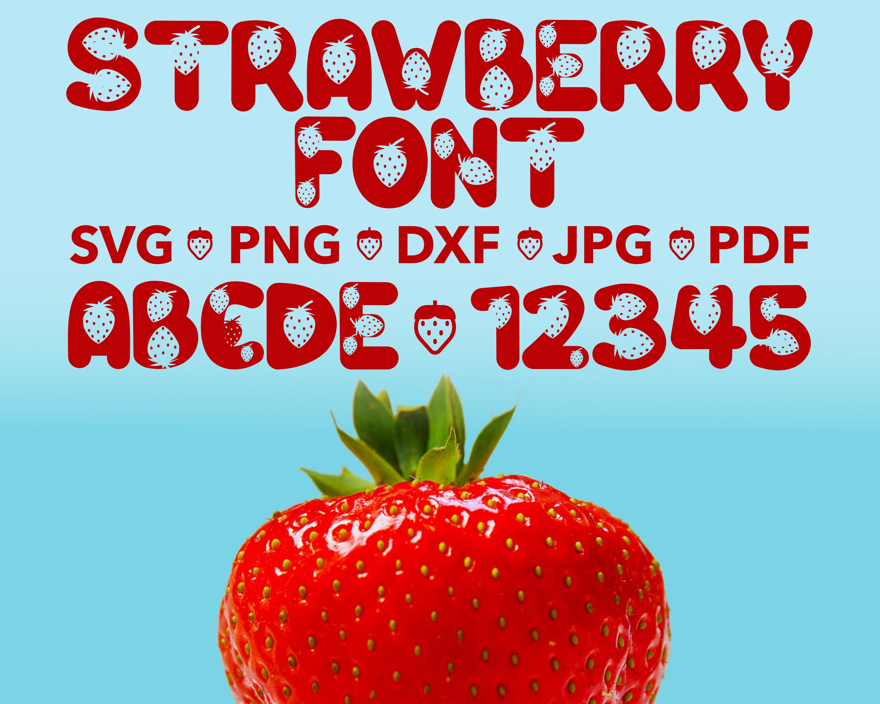 Strawberry Font SVG Strawberry Alphapack Fruit Font Clip Art Strawberry ...